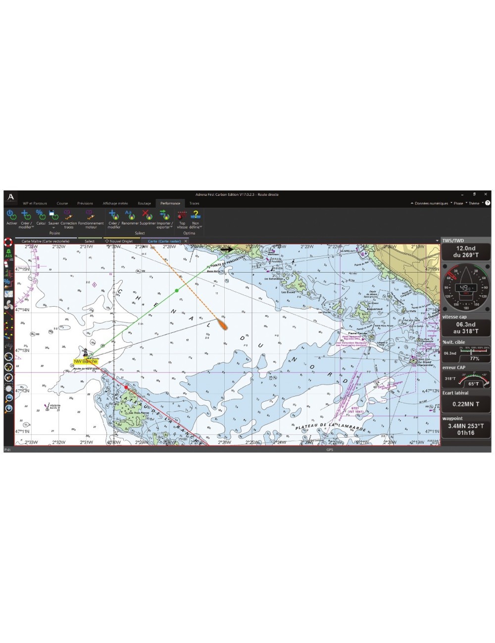 Adrena : logiciel de navigation en régate et étude de performance